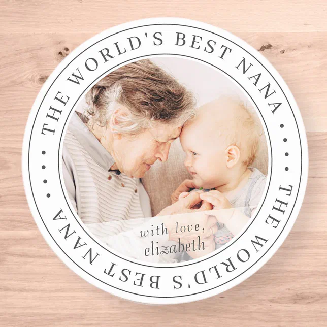 The World's Best Nana Classic Simple Photo Classic Round Sticker | Zazzle