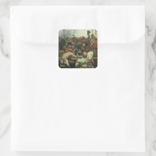 The Zaporozhye Cossacks writing a letter Square Sticker | Zazzle