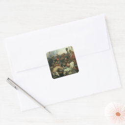 The Zaporozhye Cossacks writing a letter Square Sticker | Zazzle