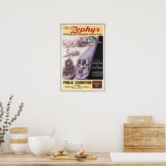The ZEPHYR Motor Train Vintage Railway Poster Ad | Zazzle