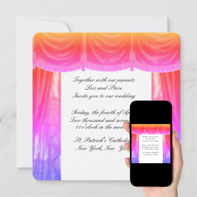 Theater Curtain Wedding Invitation | Zazzle