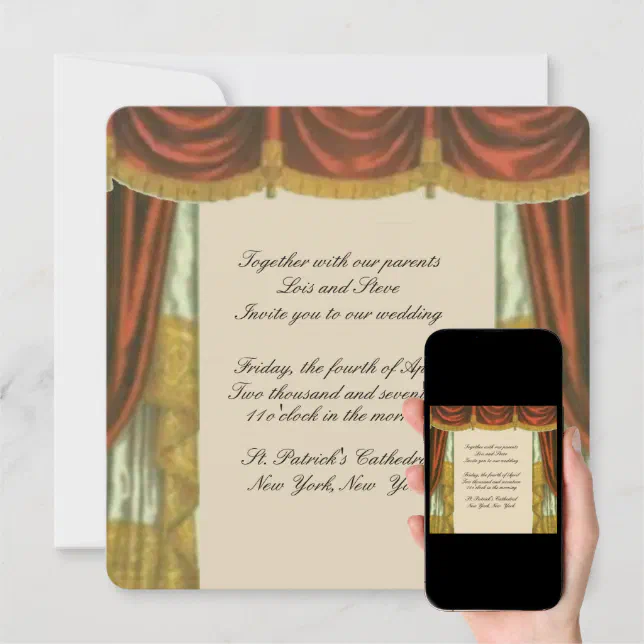 Theater Curtain Wedding Invitation | Zazzle