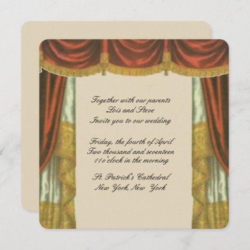 Theater Curtain Wedding Invitation | Zazzle