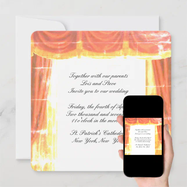 Theater Curtains Wedding Invitation | Zazzle