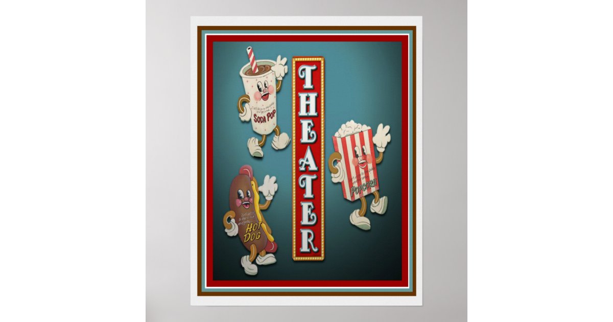 Theater Snack Bar Characters Print 16x20 | Zazzle