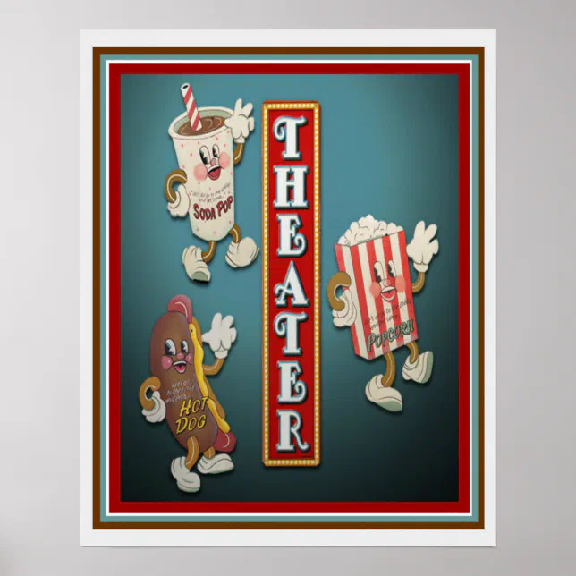 Theater Snack Bar Characters Print 16x20 | Zazzle