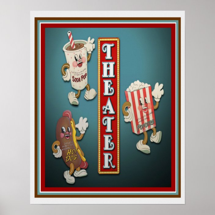 Theater Snack Bar Characters Print 16x20 | Zazzle.com