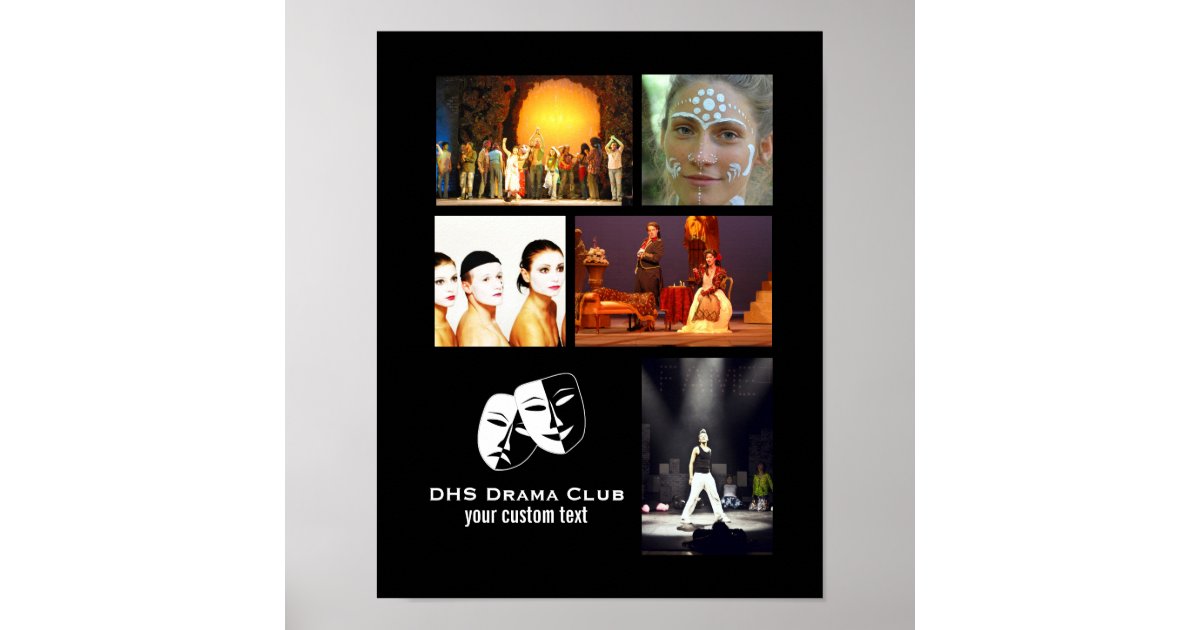 Theatre Drama Club Custom Photo Collage Poster | Zazzle