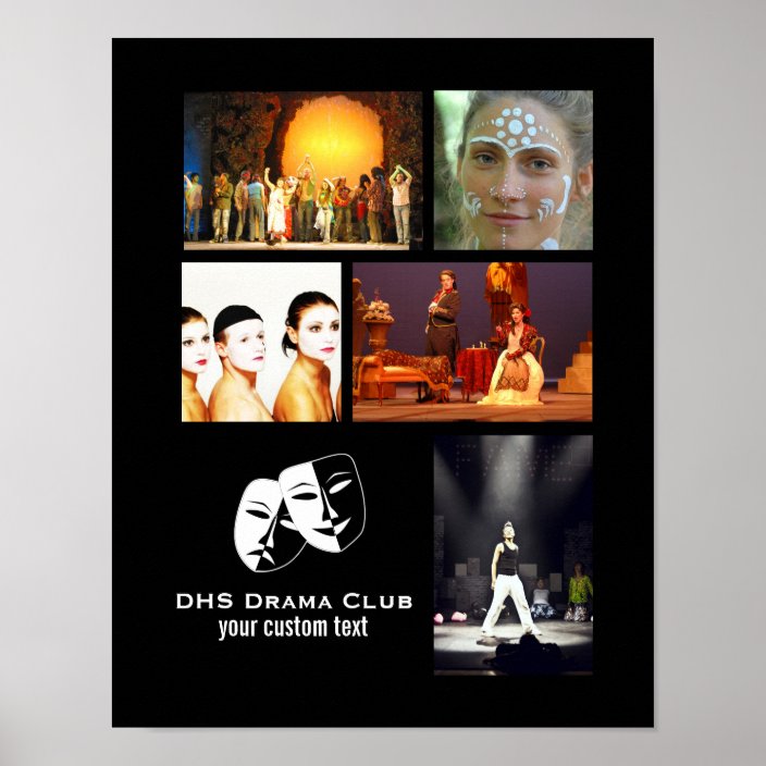 Theatre Drama Club Custom Photo Collage Poster | Zazzle