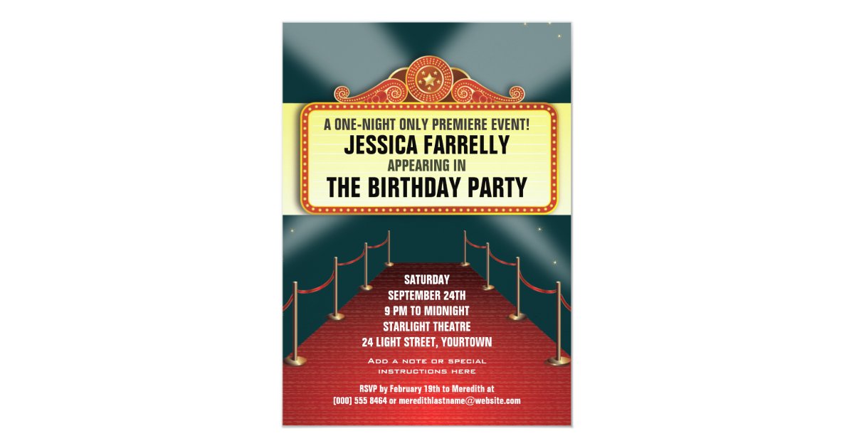 Theatre Marquee Party Card | Zazzle Theatre Marquee Party Card | Zazzle