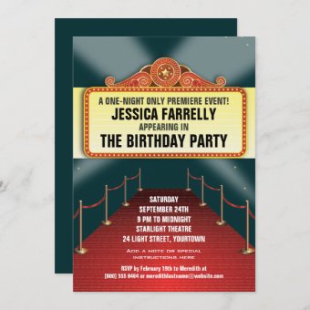 Theatre Marquee Party Invitation | Zazzle