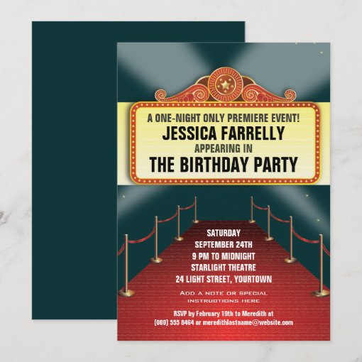 Theatre Marquee Party Invitation | Zazzle