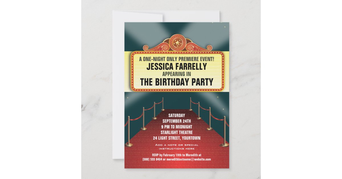 Theatre Marquee Party Invitation | Zazzle Theatre Marquee Party Invitation | Zazzle