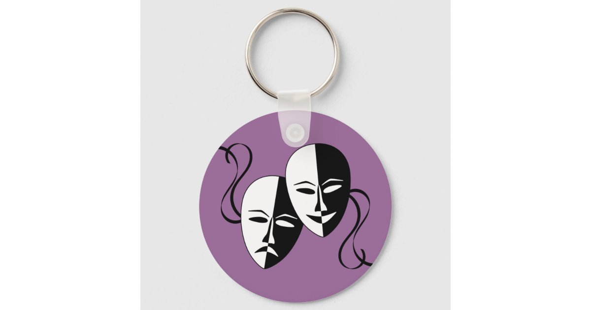 Theatre Masks Keychain | Zazzle