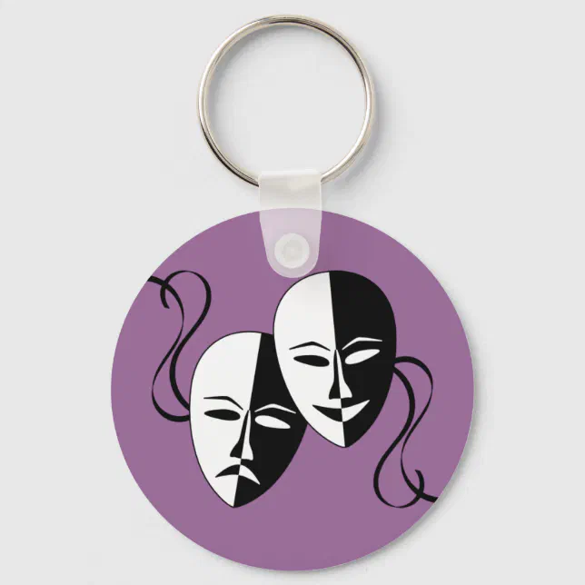 Theatre Masks Keychain | Zazzle