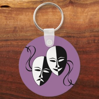 Theatre Masks Keychain | Zazzle