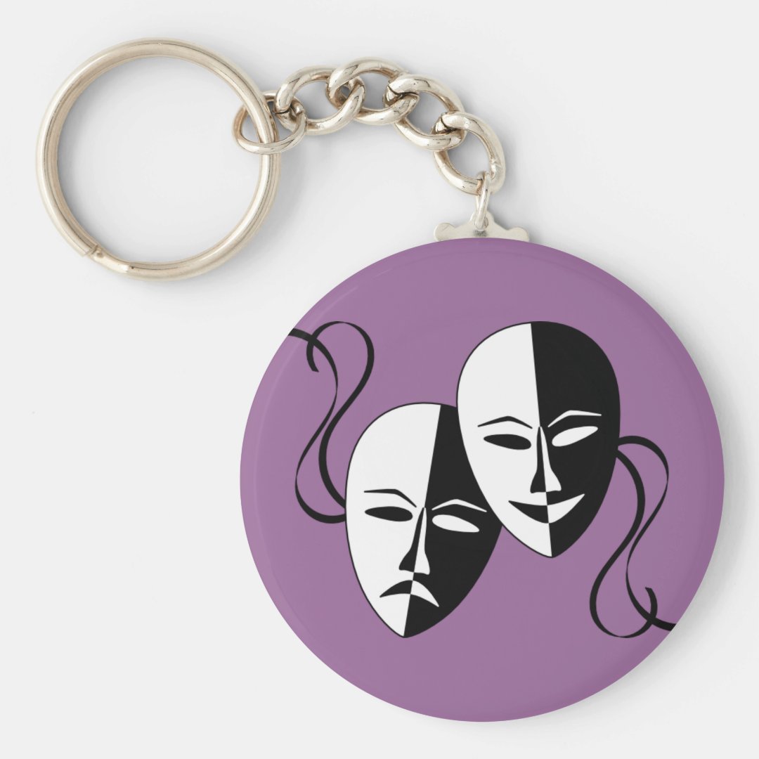 Theatre Masks Keychain | Zazzle