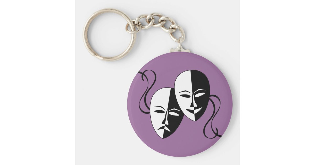 Theatre Masks Keychain | Zazzle