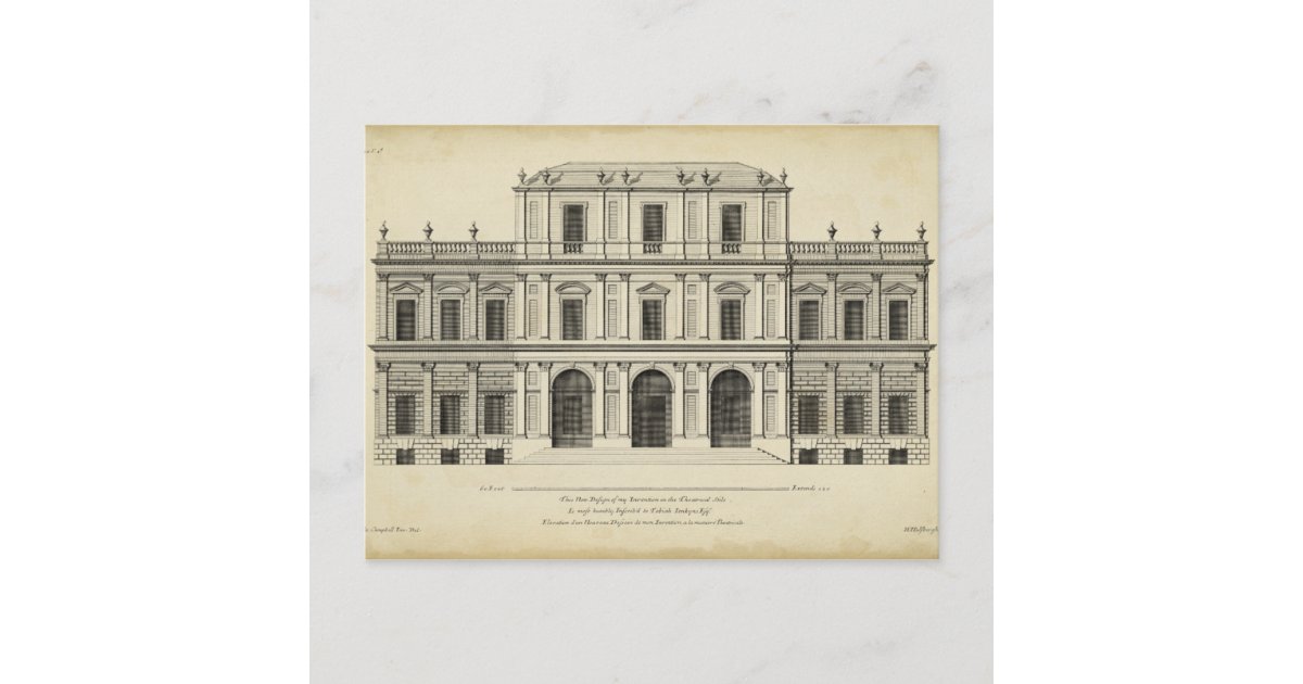 Theatrical Style Façade by Colen Campbell Postcard | Zazzle