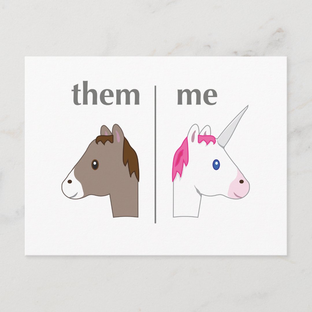 Them vs Me Donkey vs Unicorn funny Postcard | Zazzle