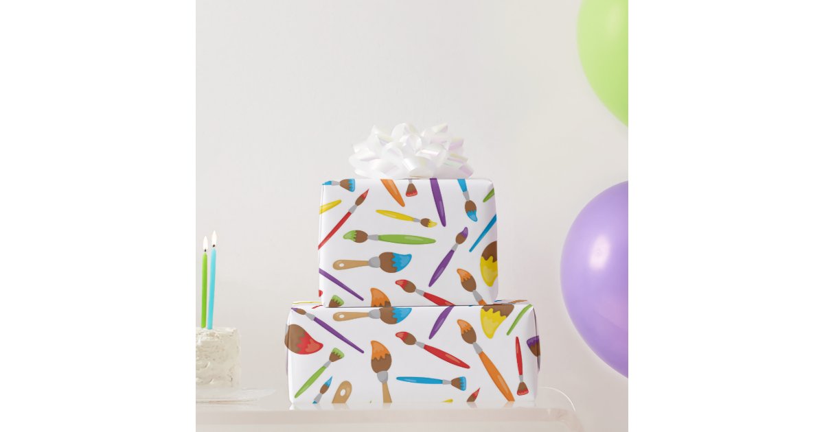 Themed aArtist paint brush wrapping paper | Zazzle