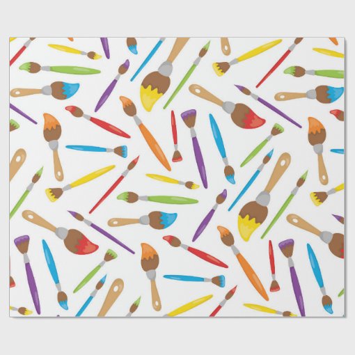 Themed aArtist paint brush wrapping paper | Zazzle