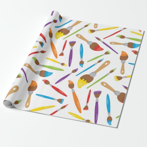 Themed aArtist paint brush wrapping paper | Zazzle
