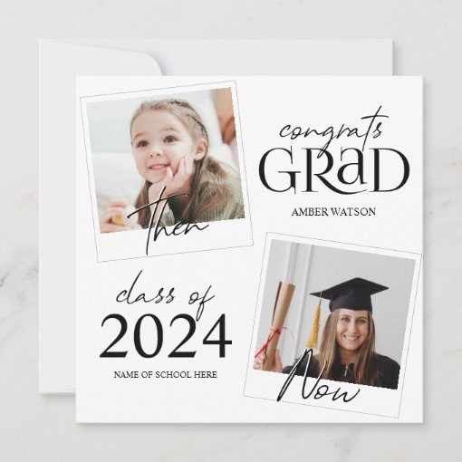 Then And Now | 2 Photo Graduation Announcement | Zazzle