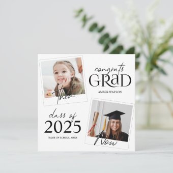 Then And Now | 2 Photo Graduation Announcement | Zazzle