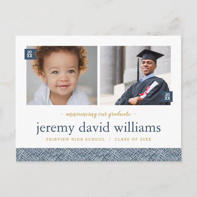 Then and Now 2 Photo Graduation Party Invitation | Zazzle