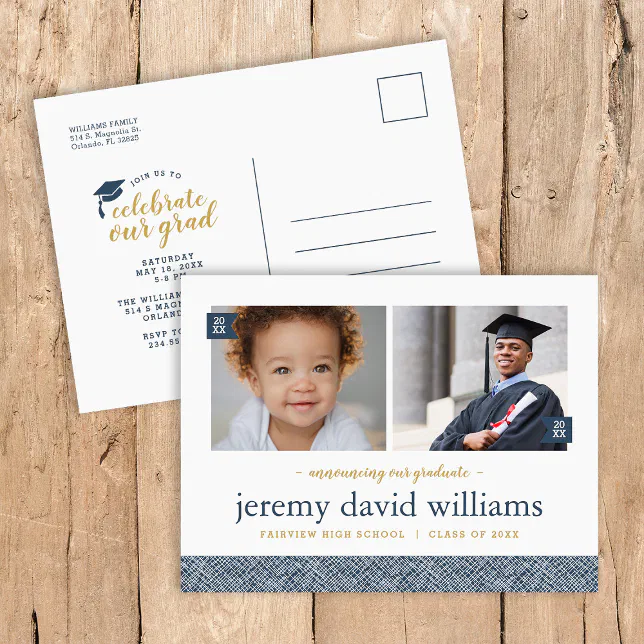 Then and Now 2 Photo Graduation Party Invitation | Zazzle