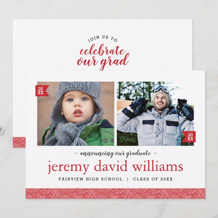 Then and Now Photo Graduation Invitation | Zazzle