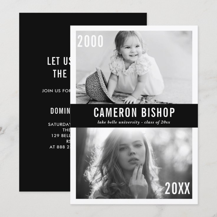 Then and Now Photo Graduation Party Invitation | Zazzle