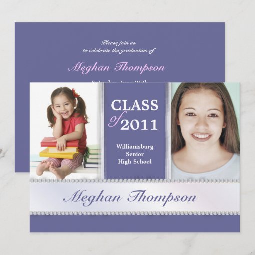 Then & Now Jeweled Photo Graduation Announcement | Zazzle