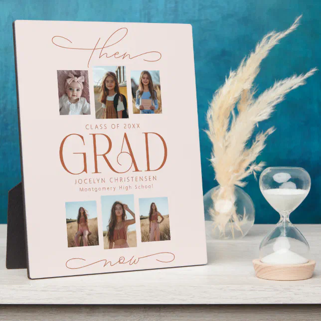 Then & Now Photo Collage Graduation Keepsake Plaque | Zazzle