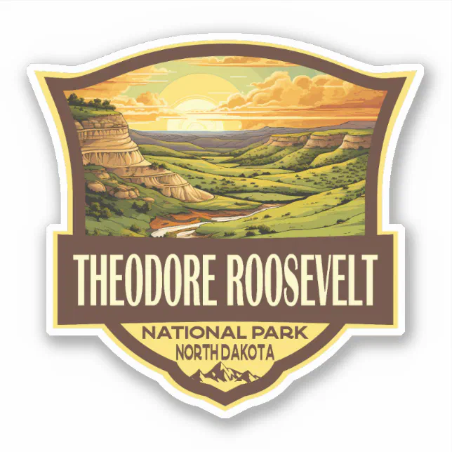 Theodore Roosevelt National Park Illustration Art Sticker | Zazzle
