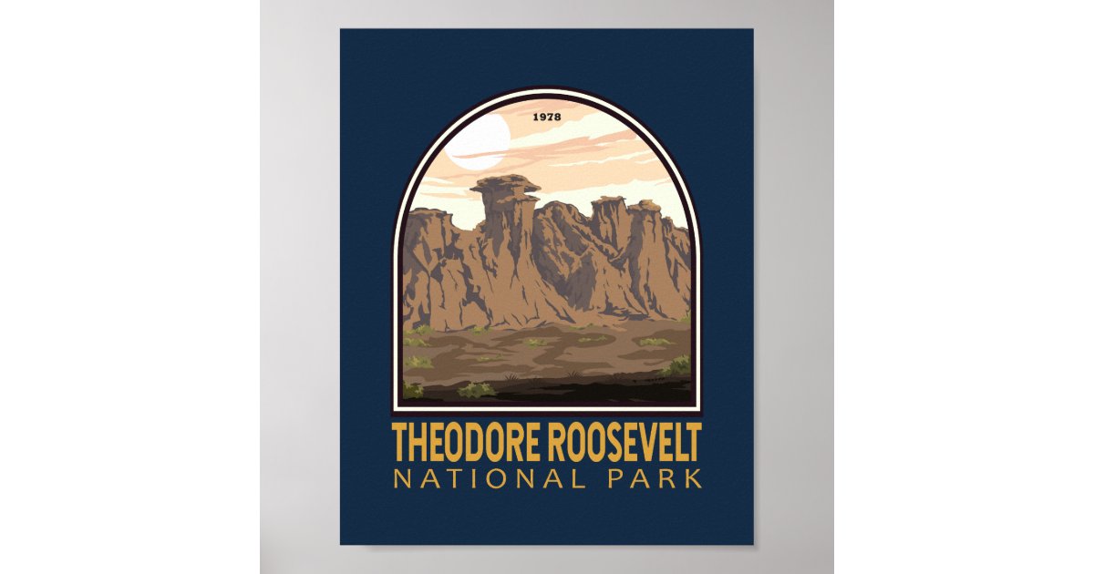 Theodore Roosevelt National Park Vintage Emblem Poster | Zazzle