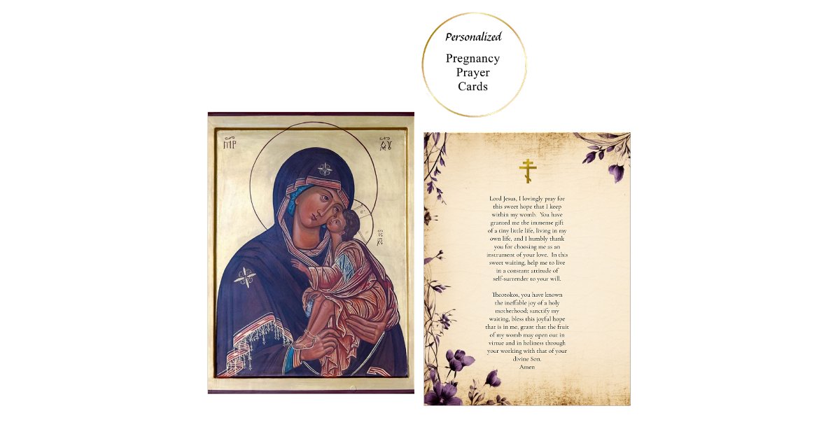 Theotokos and Child Christ Pregnancy Prayer Card | Zazzle