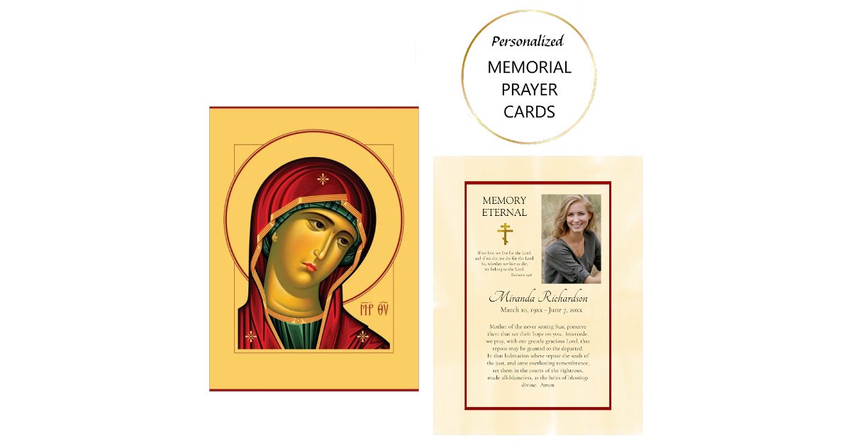 Theotokos Orthodox Christian Funeral Prayer Card | Zazzle
