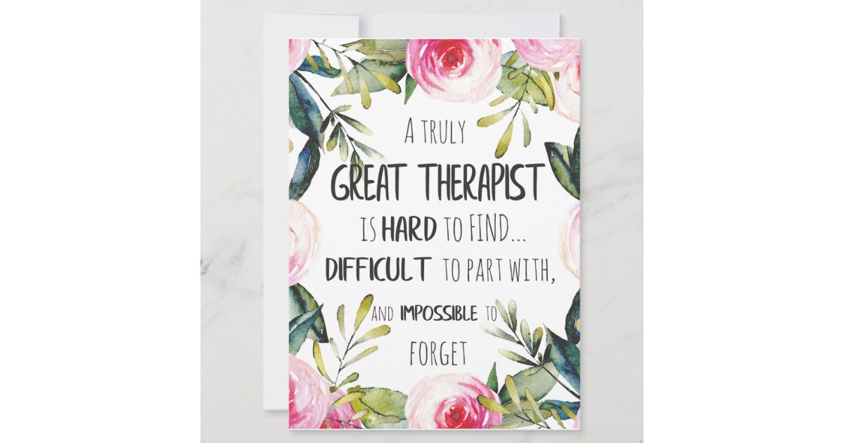 Therapist Appreciation Gift Thank you Quote Card | Zazzle