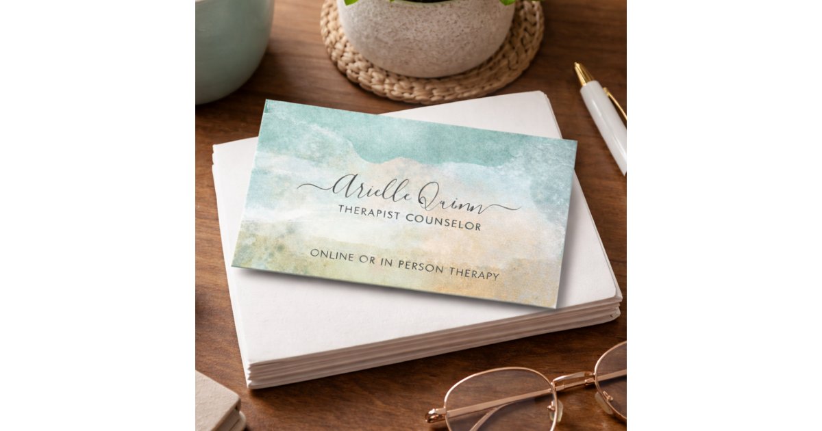Therapist Counselor Serene Abstract Watercolor Business Card | Zazzle