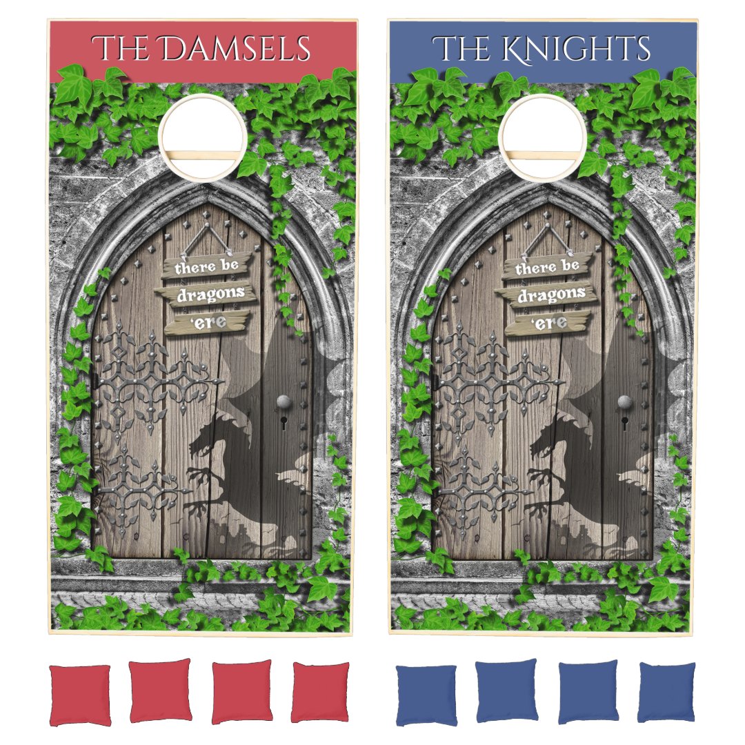 There be Dragons King Arthur Medieval Dragon Door Cornhole Set | Zazzle