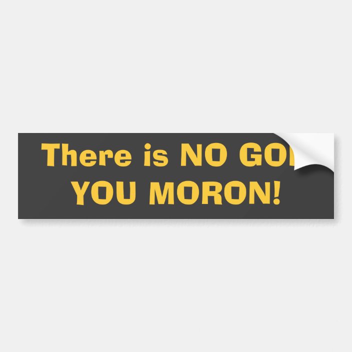 There is NO GOD, YOU MORON! Bumper Sticker | Zazzle.com