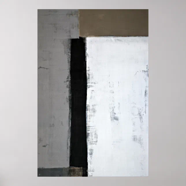 'There It Is' Grey and Brown Abstract Art Poster | Zazzle