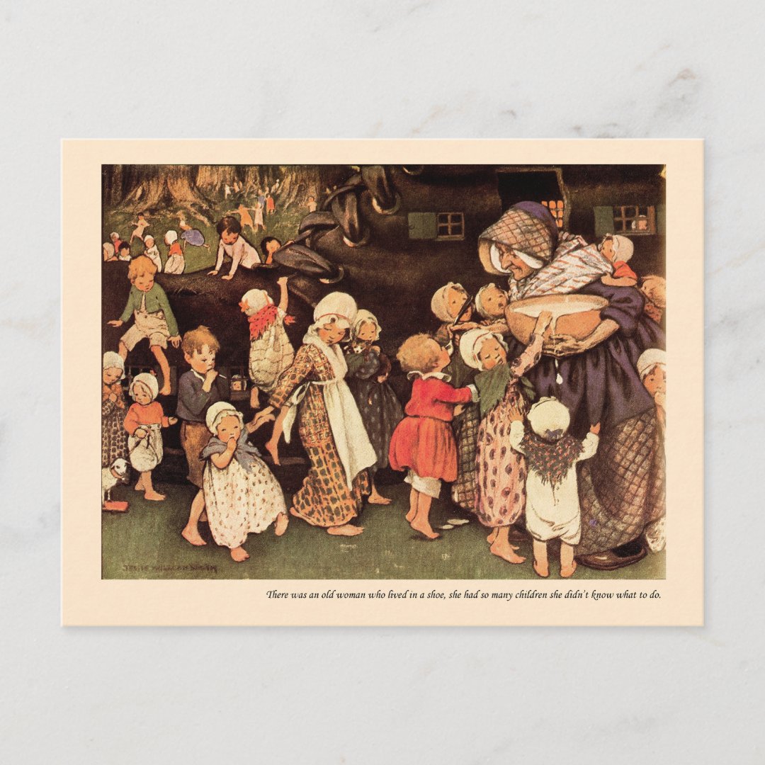 There Was An Old Woman Nursery Rhyme Postcard | Zazzle