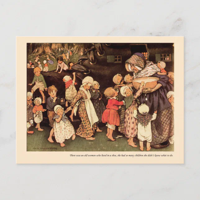 There Was An Old Woman Nursery Rhyme Postcard | Zazzle