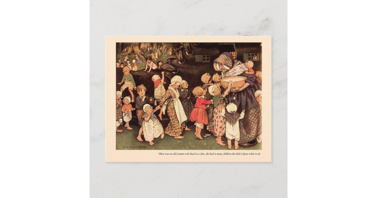 There Was An Old Woman Nursery Rhyme Postcard | Zazzle