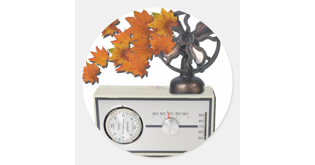 ThermostatHeaterFanLeaves052215 Classic Round Sticker | Zazzle