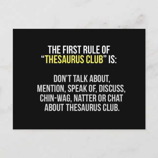 Thesaurus Club Postcard | Zazzle