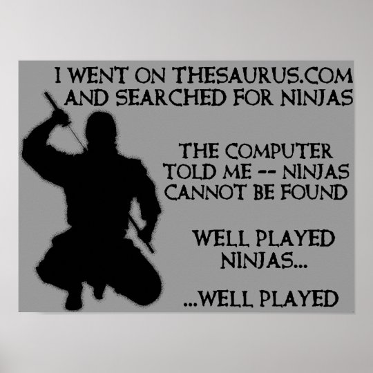 Thesaurus Ninjas Funny Ninja Poster Sign | Zazzle.com